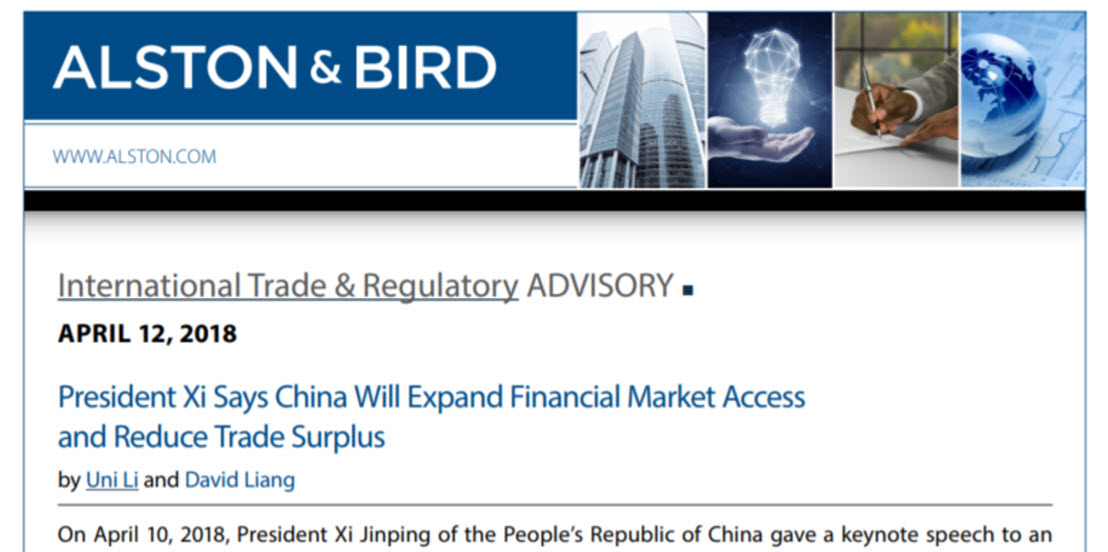 International Trade & Regulatory Advisory: President Xi Says China Will ...