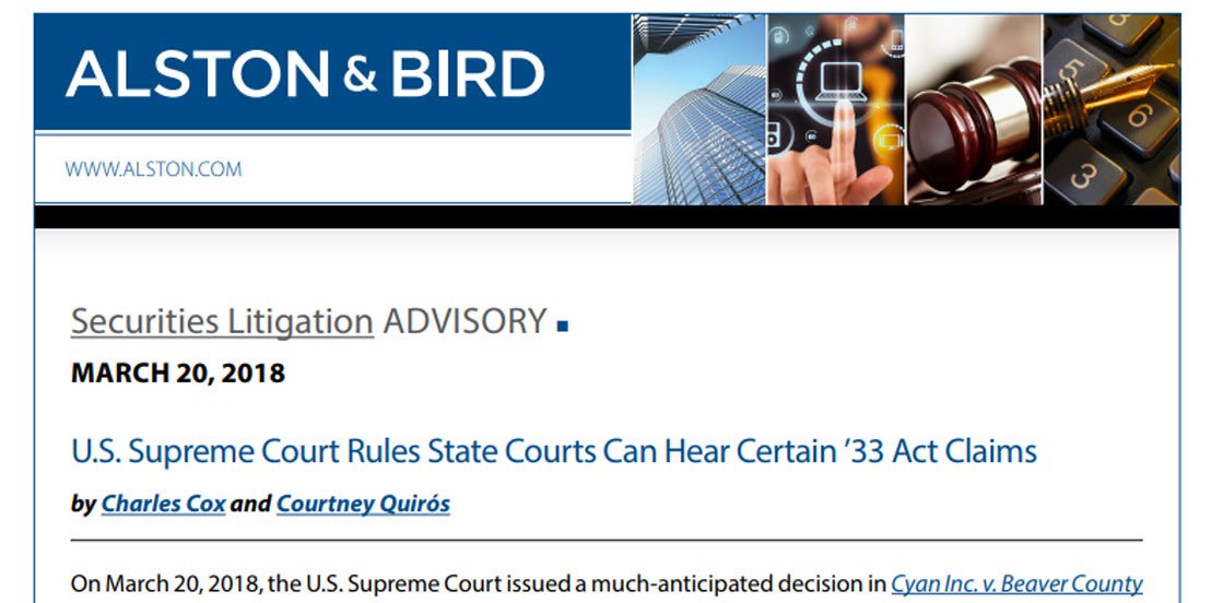 Securities Litigation Advisory: U.S. Supreme Court Rules State Courts ...